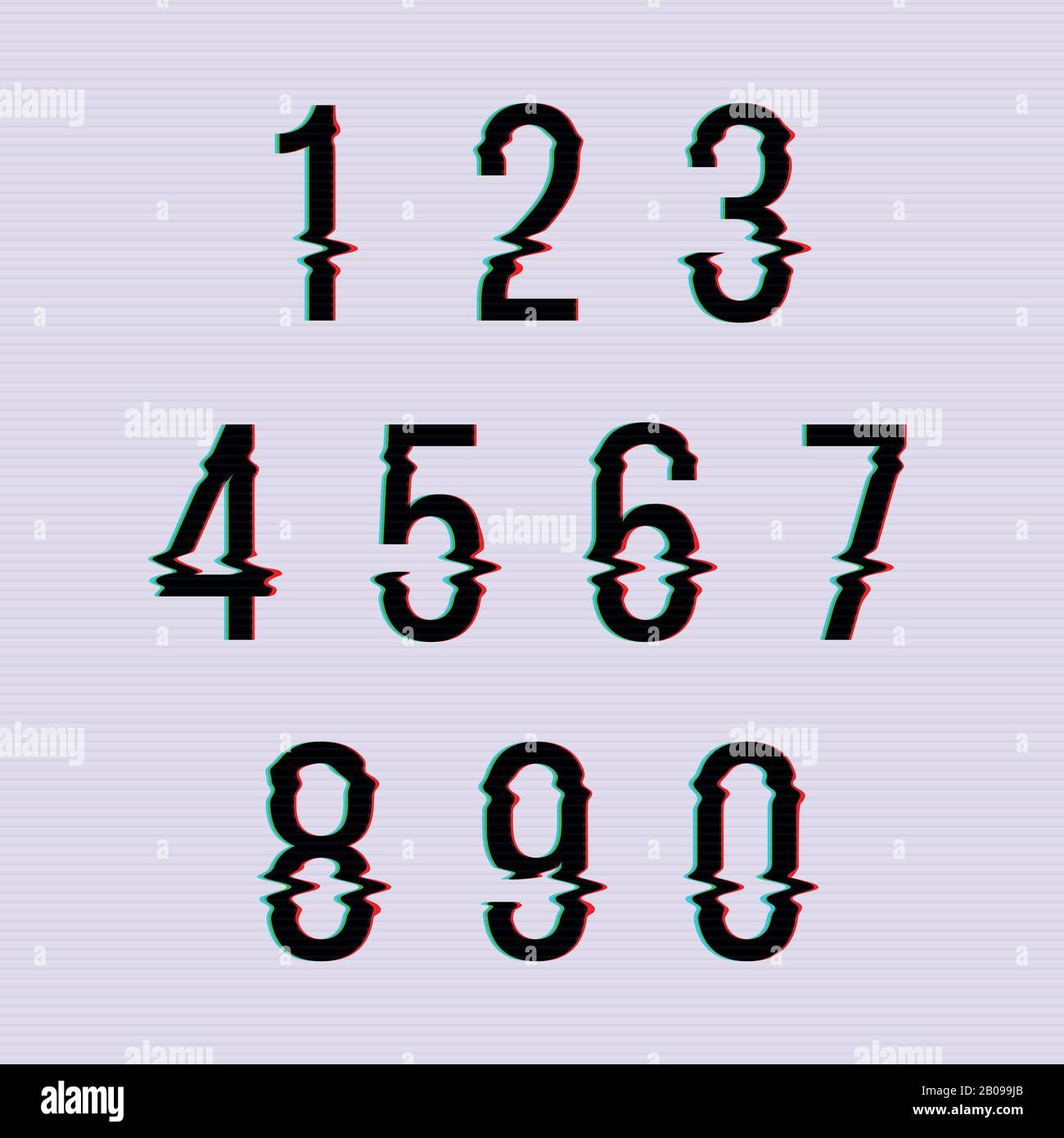 Frozen glitch screen distortion vector numbers. Set of numbers ...