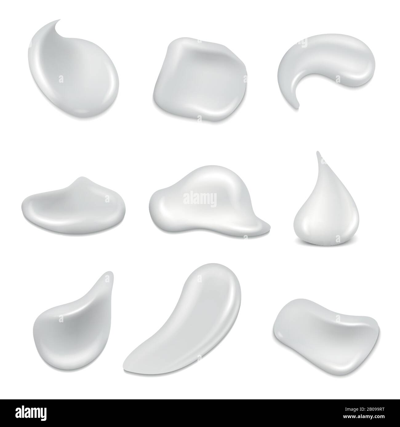 Realistic white skin cosmetic cream vector set. White cream for ...