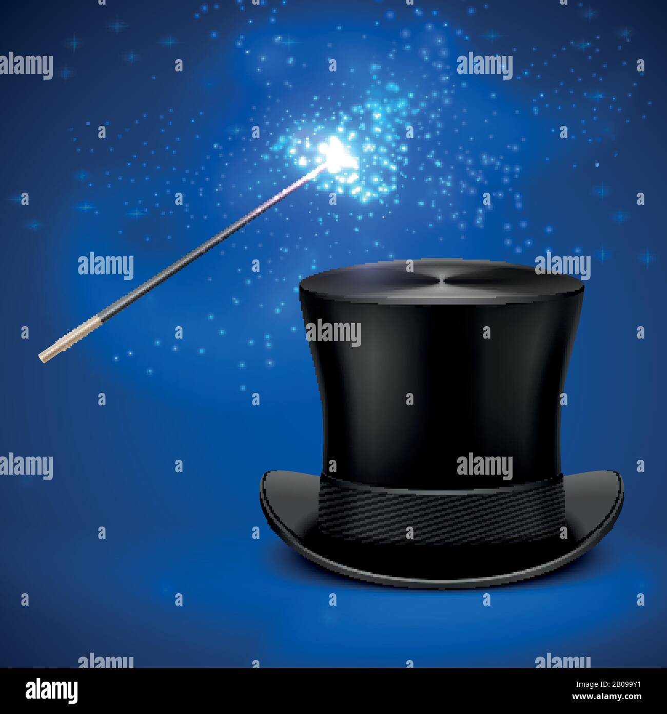 Magic wand and vintage top hat vector entertainment christmas ...