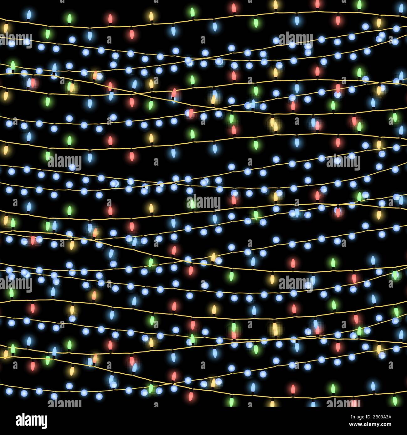 Glowing Christmas garlands vector background. Garland on string decor ...