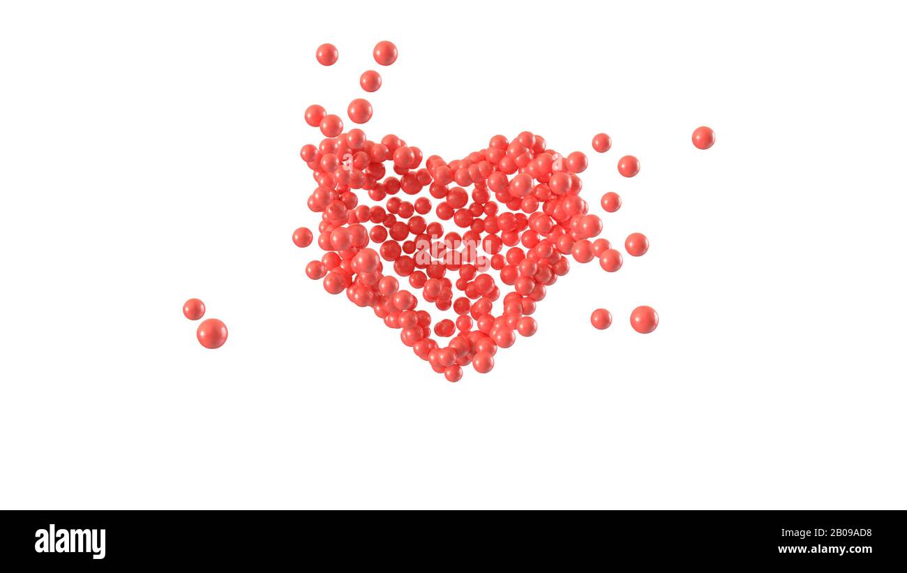 Heart shape made out of shiny sphere on white background. Valentine's ...