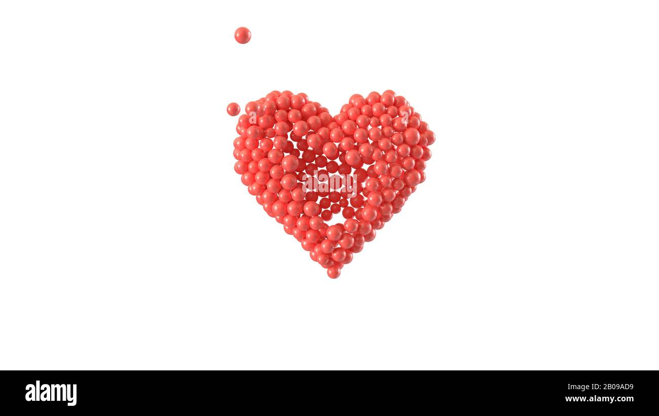 Heart shape made out of shiny sphere on white background. Valentine's ...
