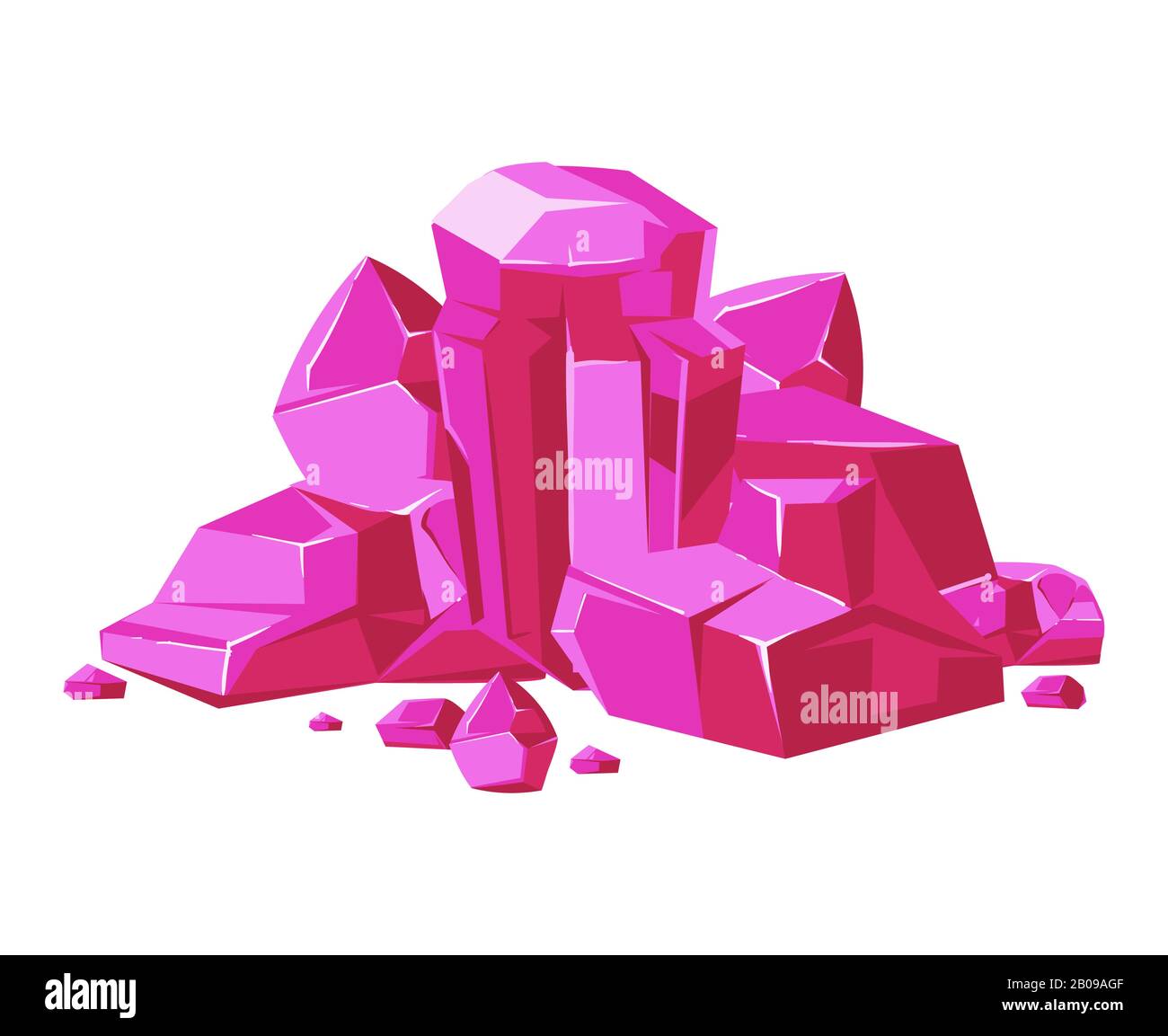 Pink vector crystals white background for mobile games apps. Stone ...