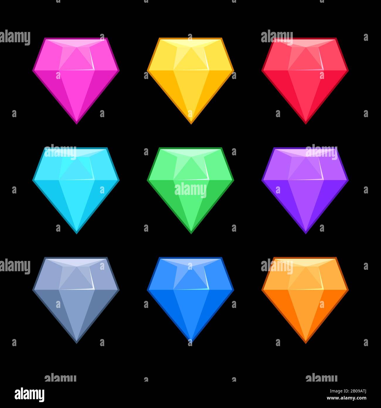 Colorful vector diamonds isolated over black, game elements. Collection ...