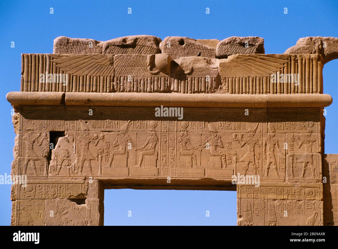 EGYPT, ASWAN, NILE RIVER, AGILKIA ISLAND, PHILAE, GATE WITH RELIEF ...