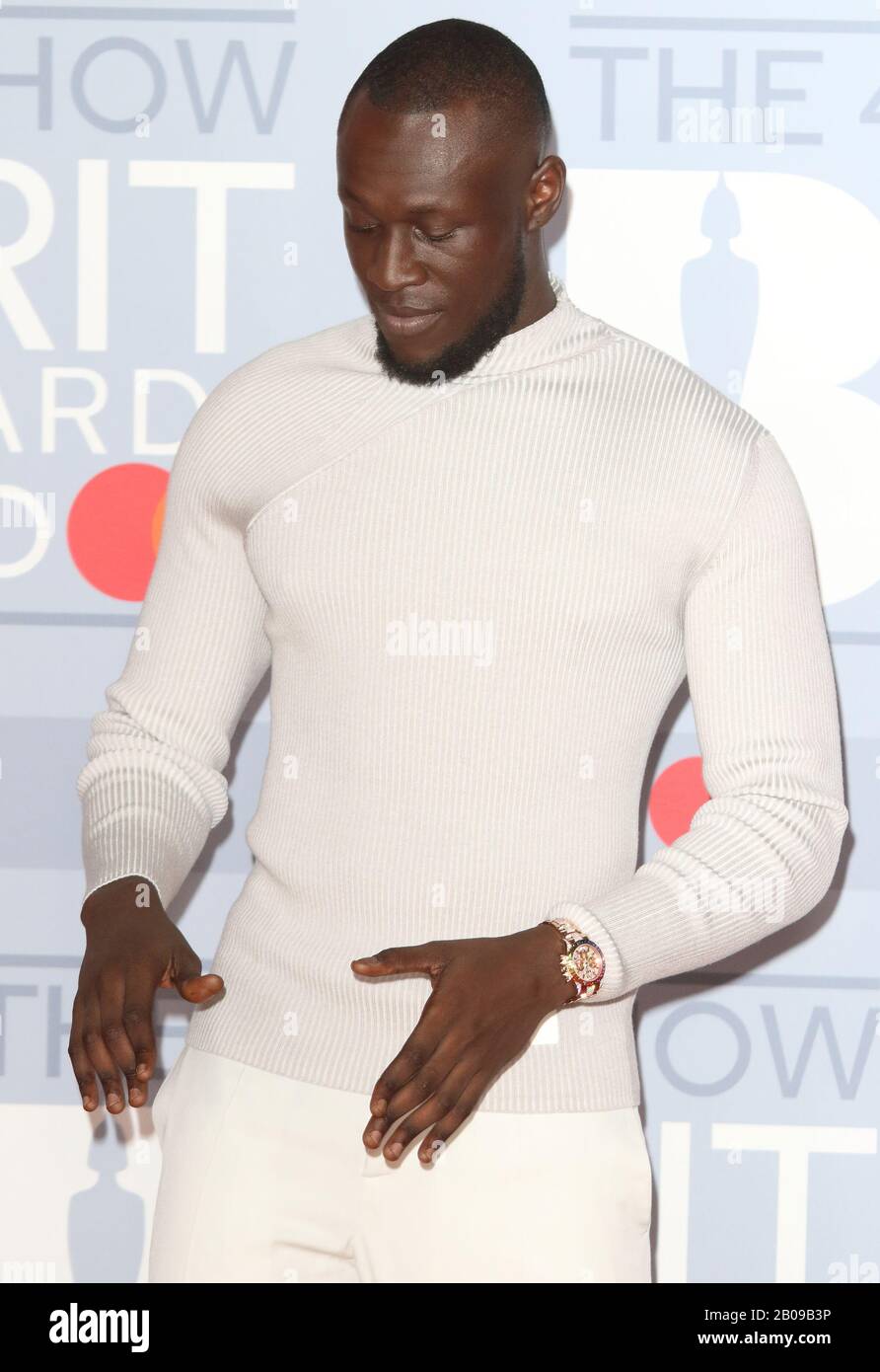 Stormzy attends the 40th Brit Awards Red Carpet arrivals at The O2 ...