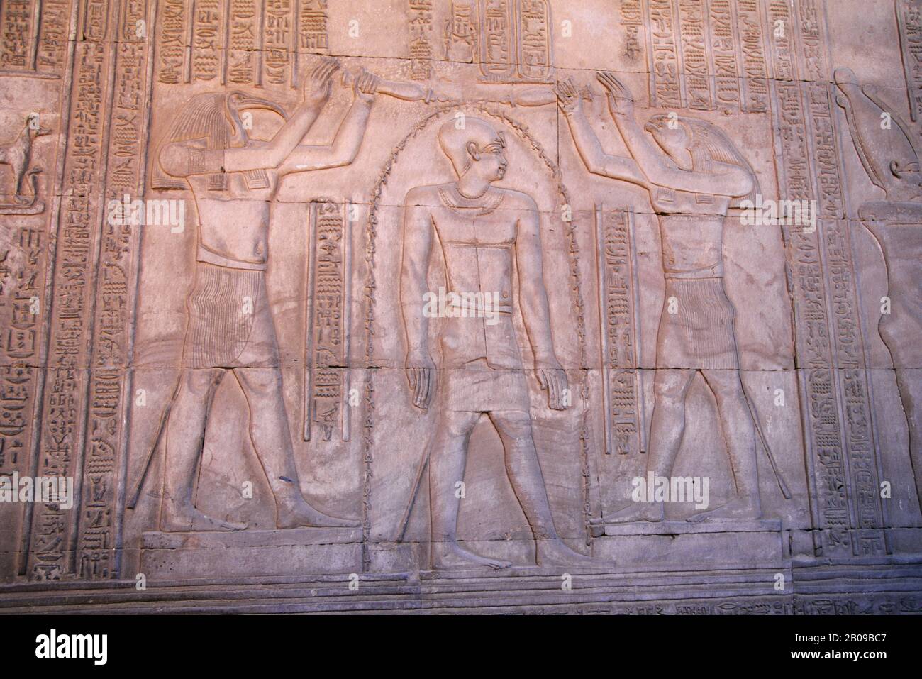 EGYPT, NILE RIVER, KOM OMBO TEMPLE, PURIFICATION SCENE WITH THOTH ...