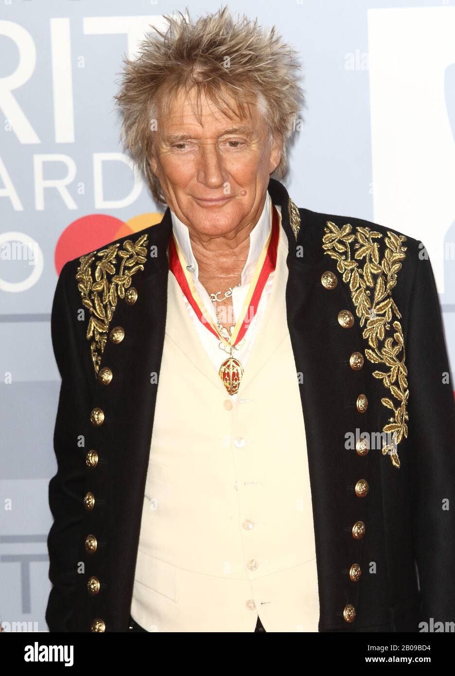 Rod Stewart attends the 40th Brit Awards Red Carpet arrivals at The O2 ...