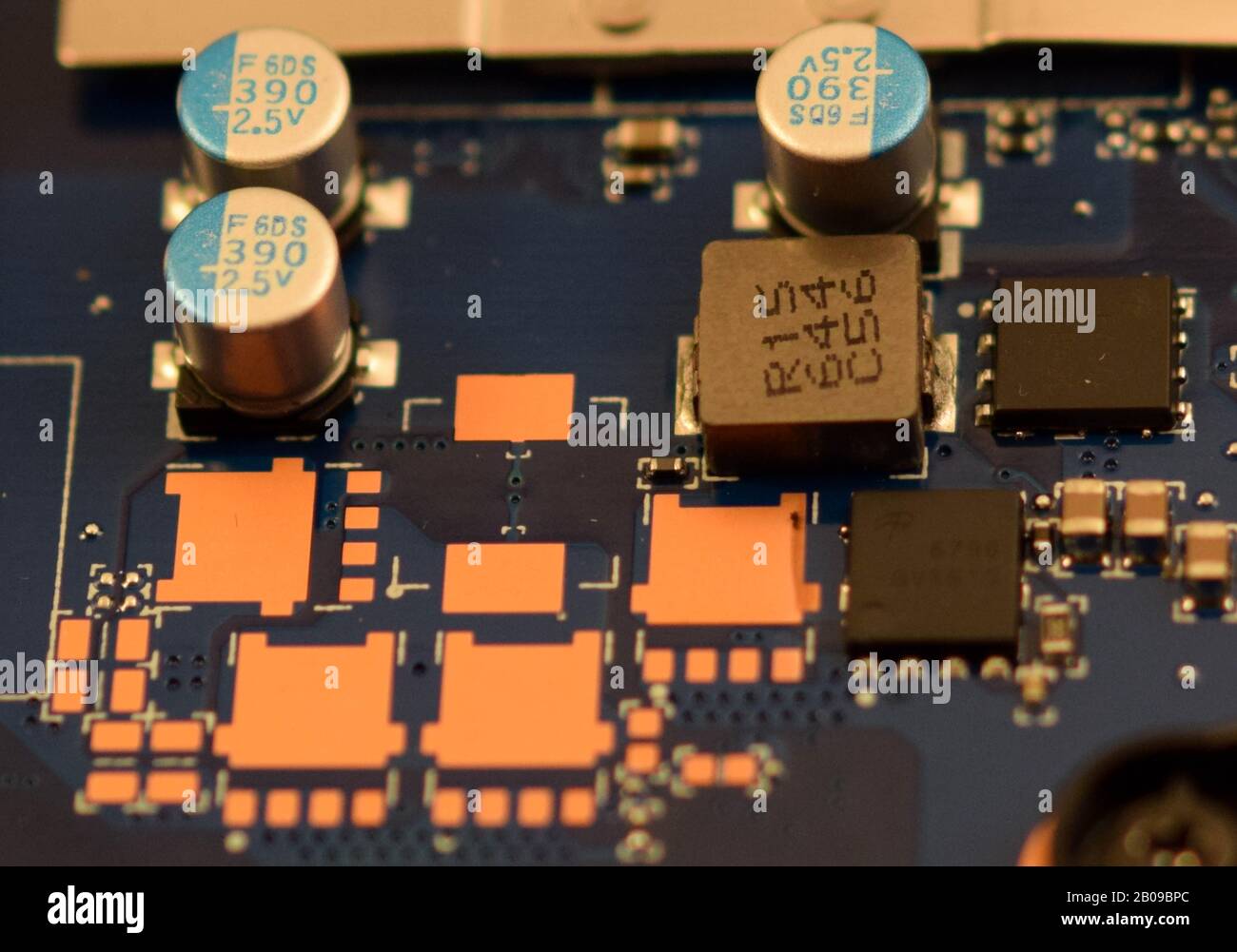 close-up of electronic circuit board with processor, computer Stock ...