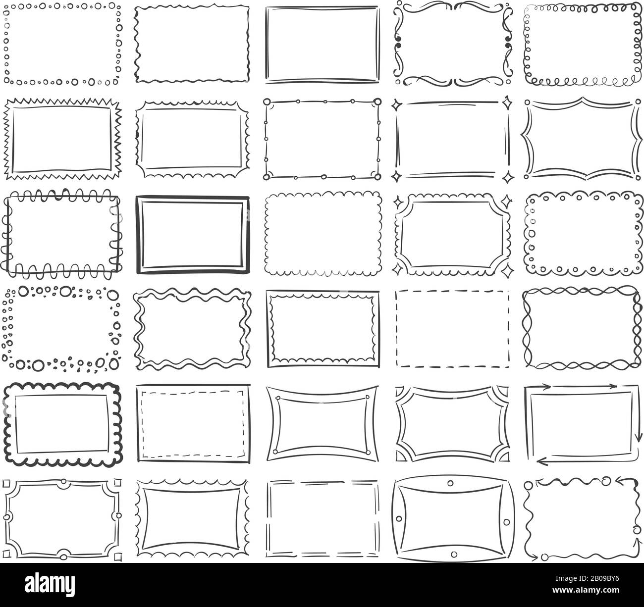Simple doodle, sketch square vector frames. Abstract frame sketch of ...