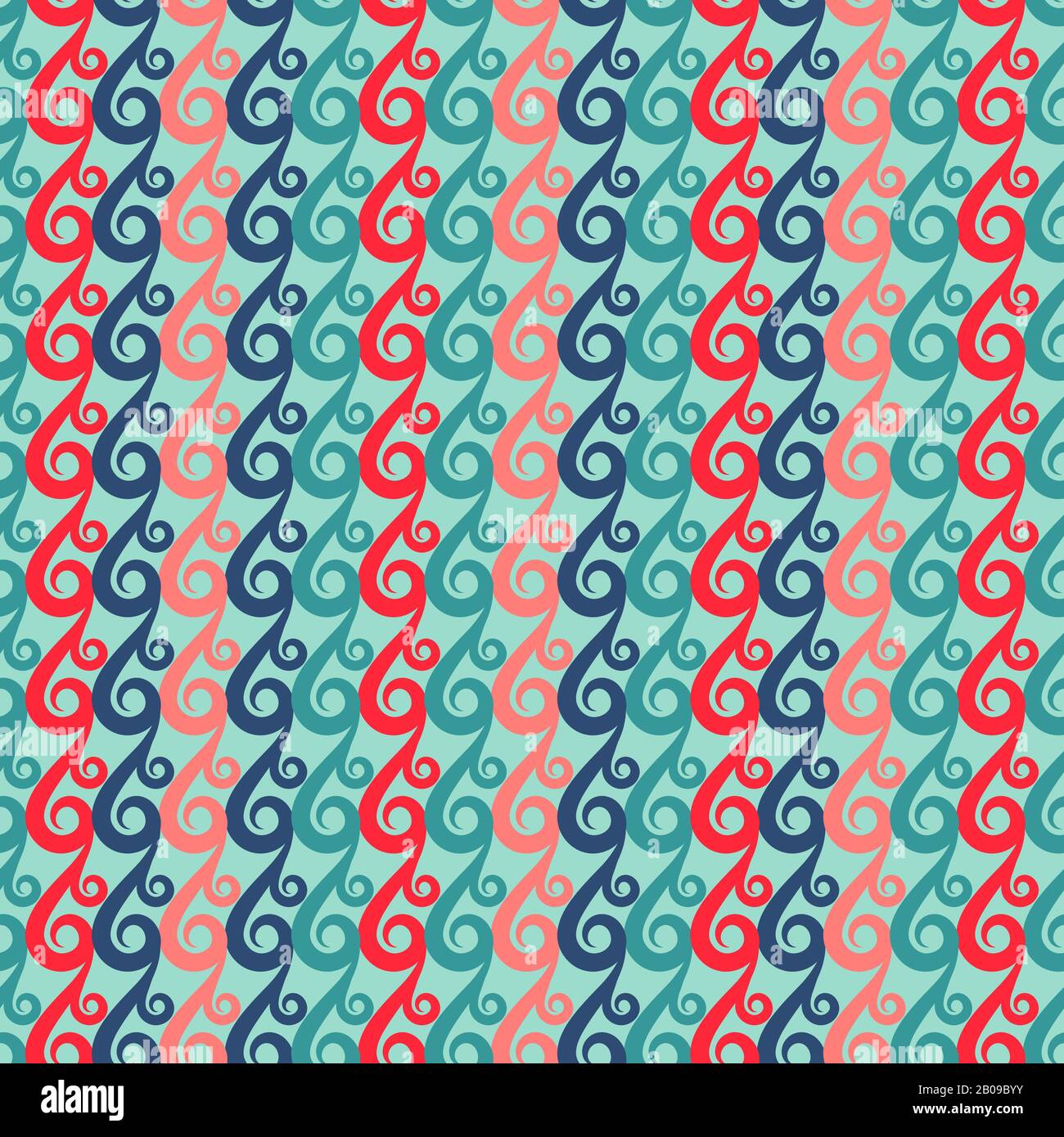 Vector swirls seamless pattern in retro colors. Background decorative ...