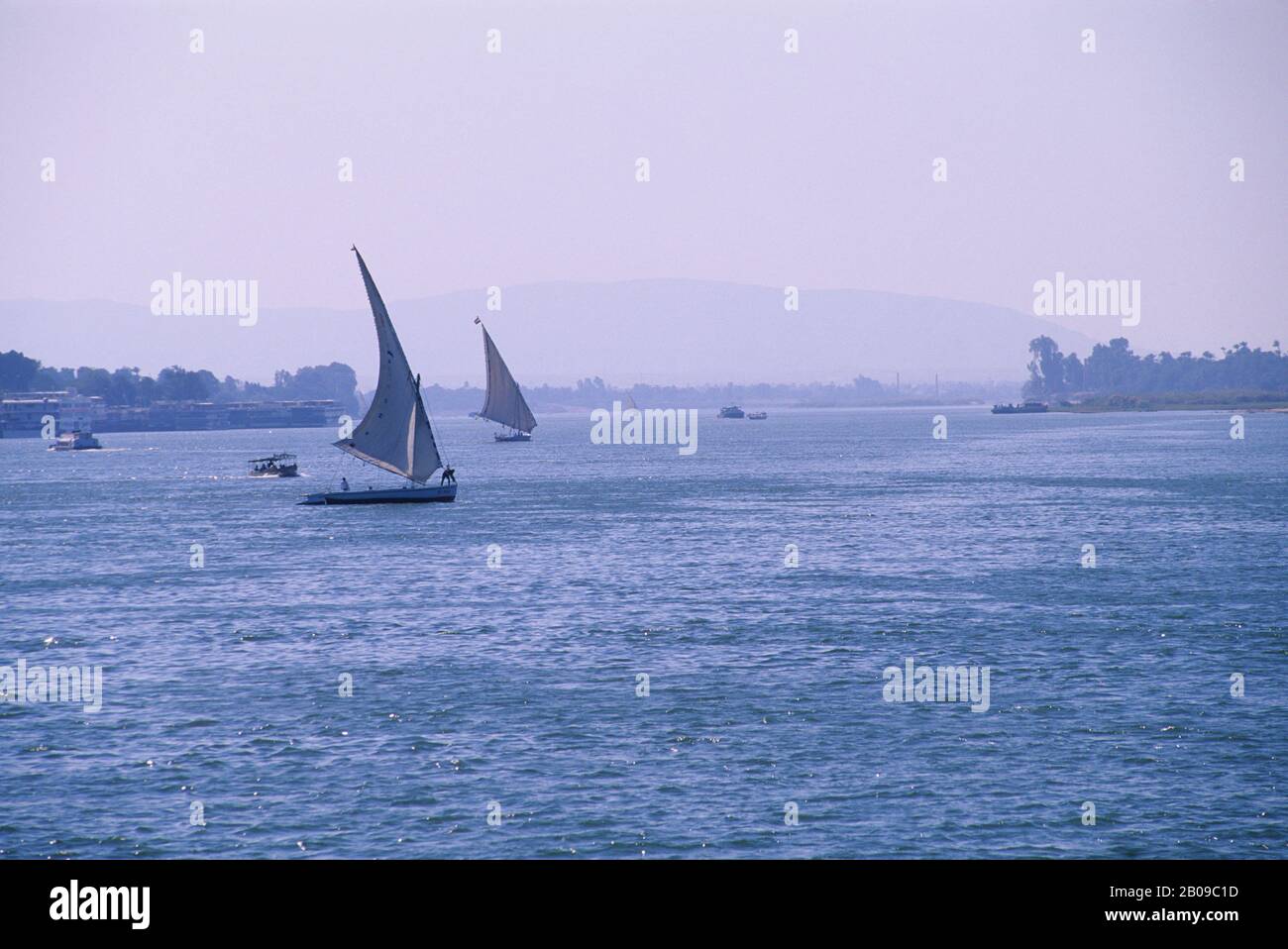 EGYPT, NILE RIVER AT LUXOR, FELUCCAS Stock Photo - Alamy