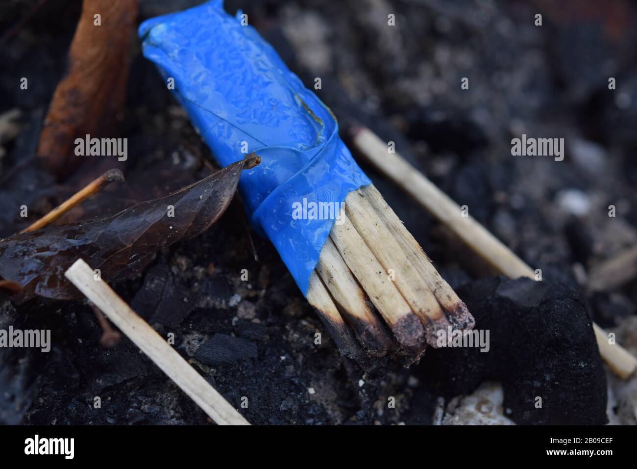 Used and burned matchstick as trash in the environment Stock Photo - Alamy
