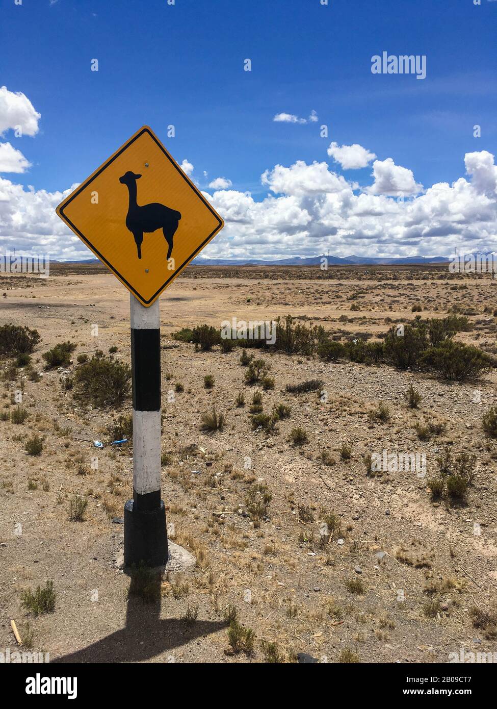 Llama peru crossing sign hi-res stock photography and images - Alamy