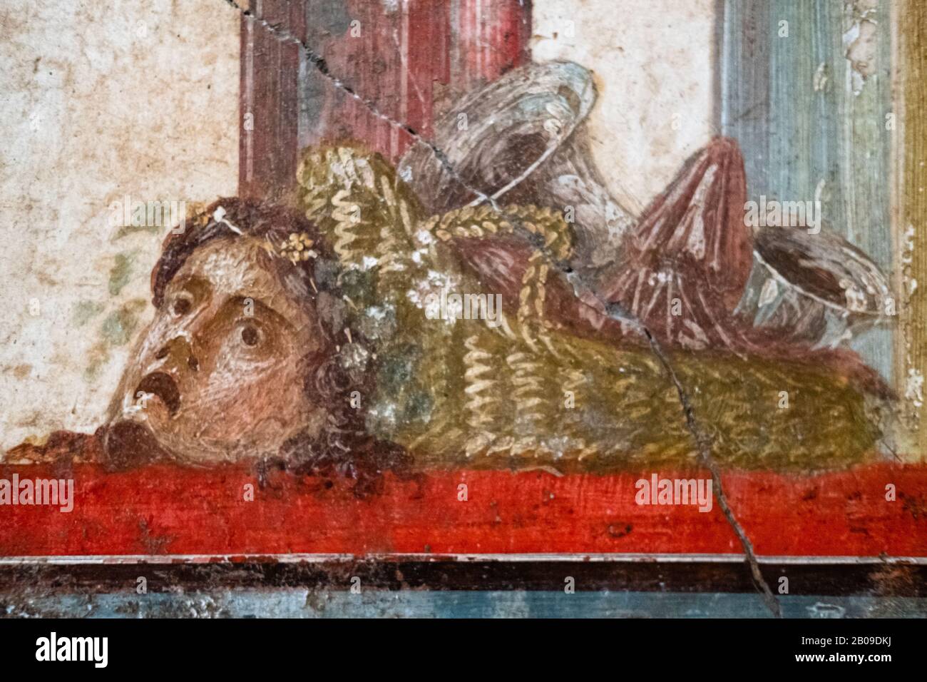 Ancient roman actor mask, Ancient fresco in a house in Pompeii, Pompeii ...