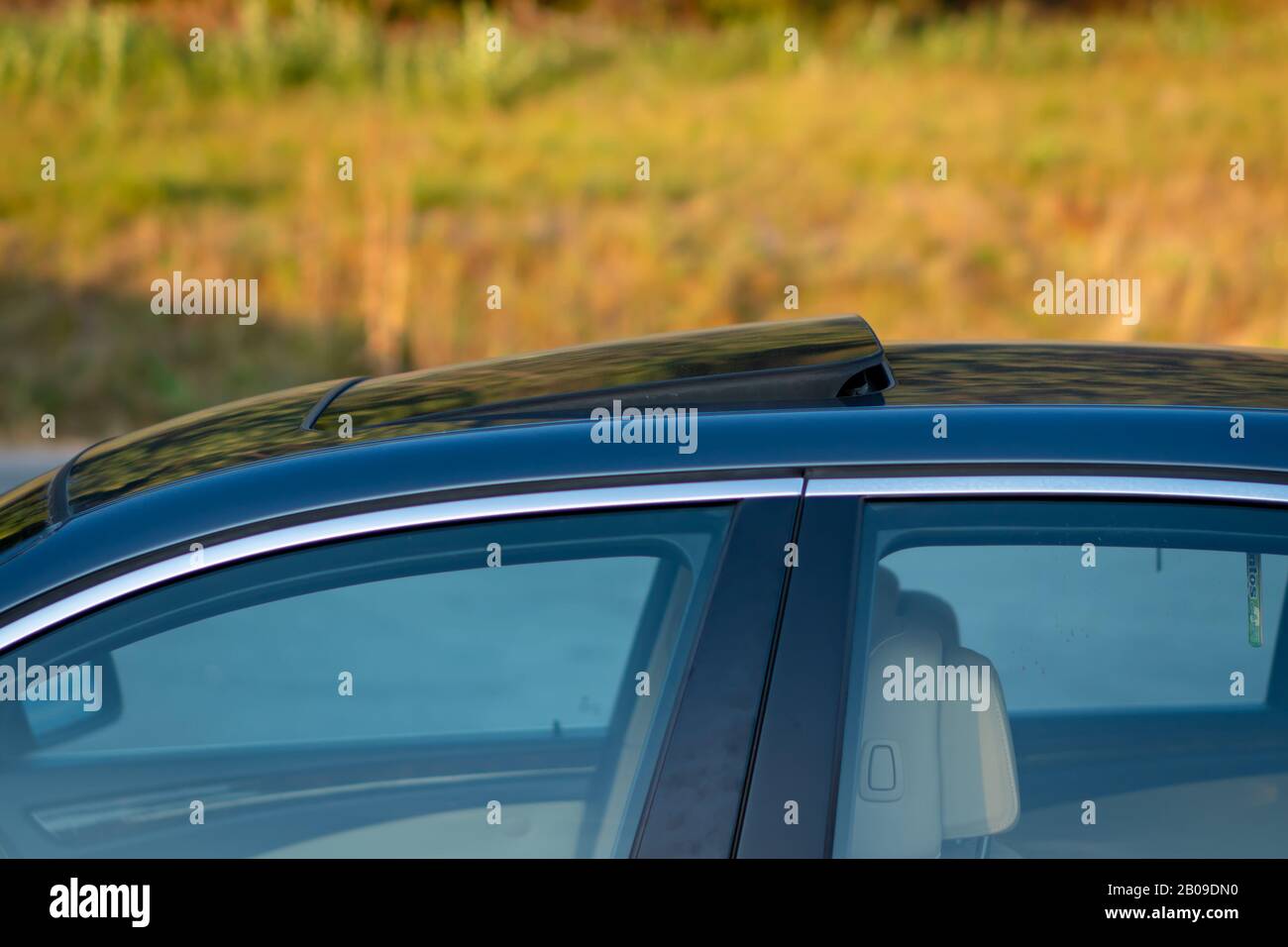 Open dashboard/sunroof on a BMW 5 series with beige leather interior ...