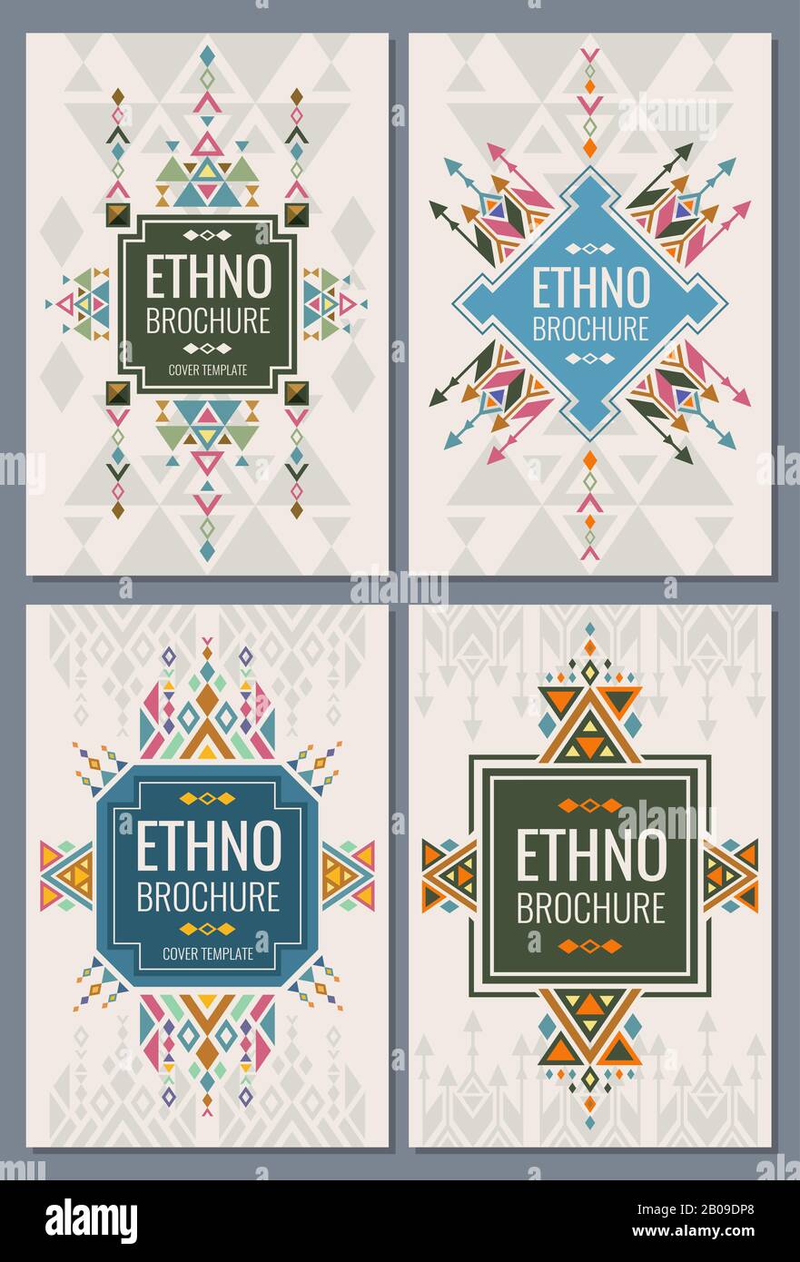 Ethnic, tribal, indian and mexican style brochure vector templates ...