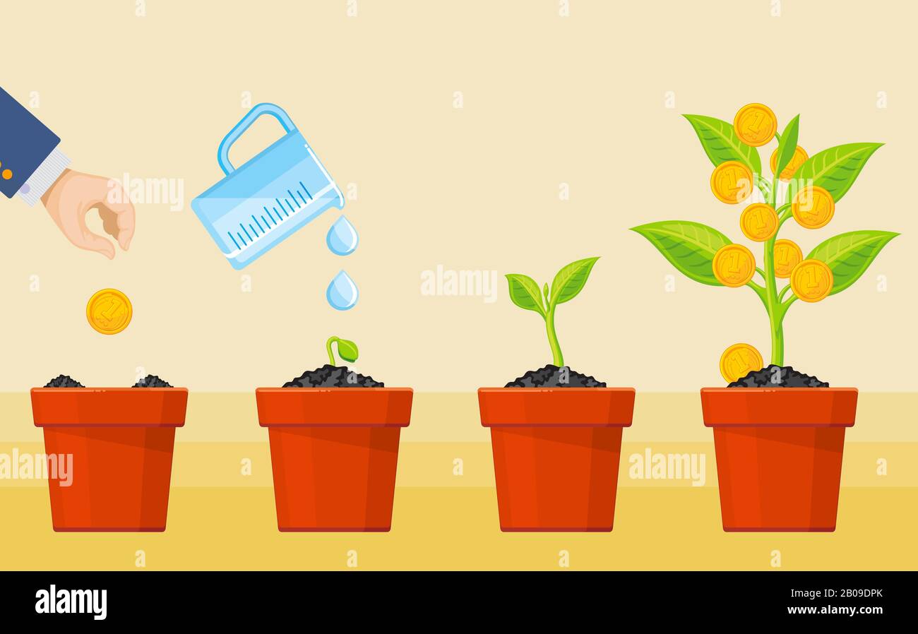 Money tree growing. Money business economic investment vector concept ...