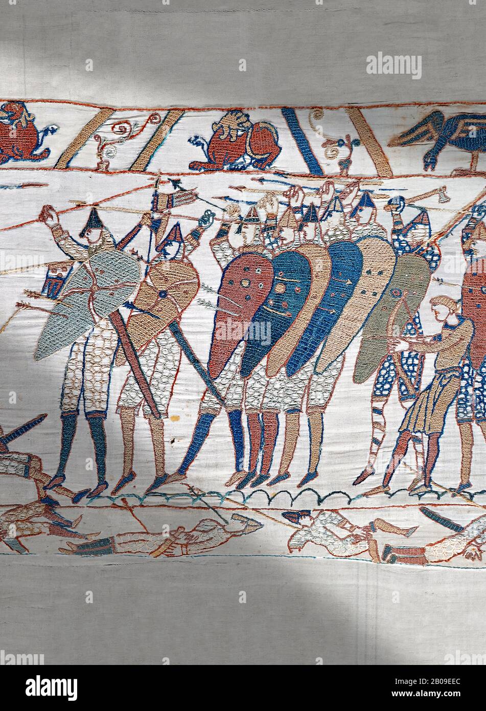 Bayeux Tapestry scene 51b: The Norman cavalry charge the Saxon foot ...
