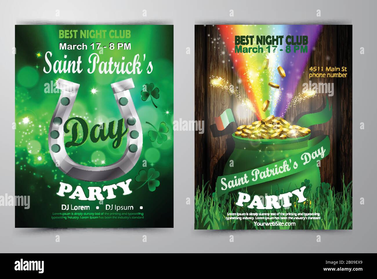 St. Patrick's Day poster set Vector illustration Stock Vector Image ...
