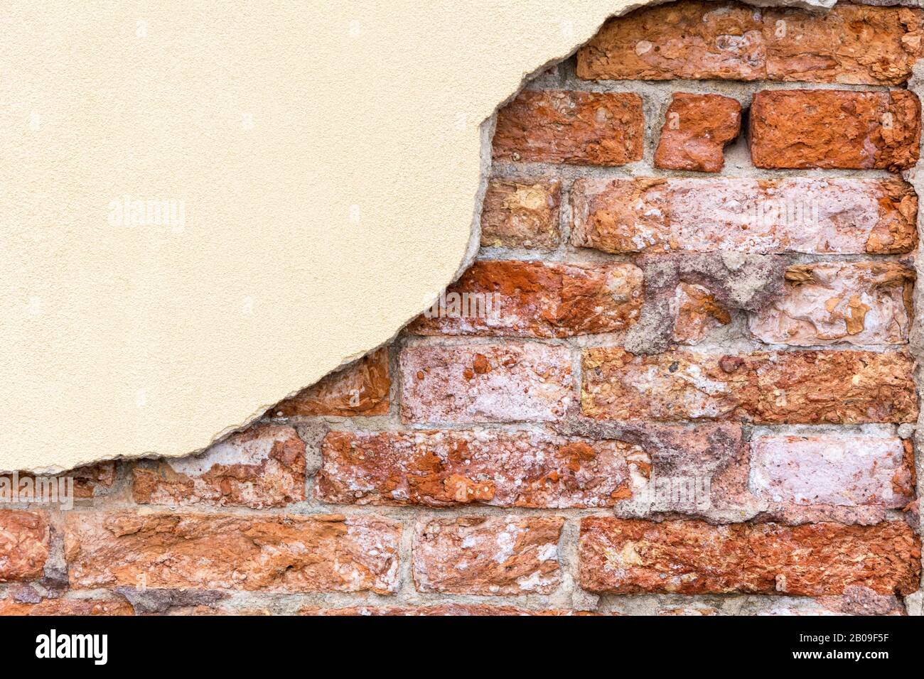 Empty Old Brick Wall Texture. Painted Distressed Wall Surface. Grungy ...