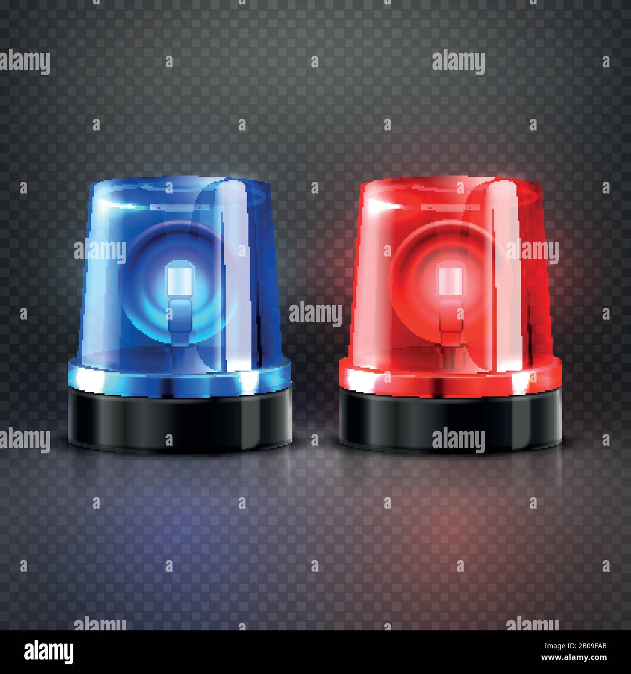 Realistic police ambulance flashing red and blue sirens isolated vector ...
