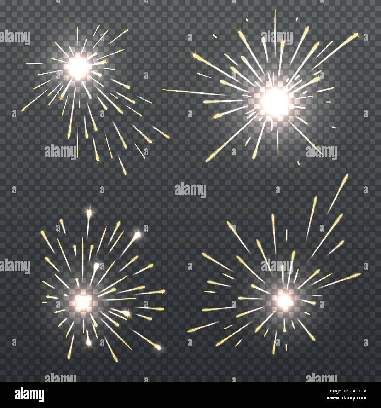 Magic spark effects, burning bengal lights, sparkler fire vector set ...