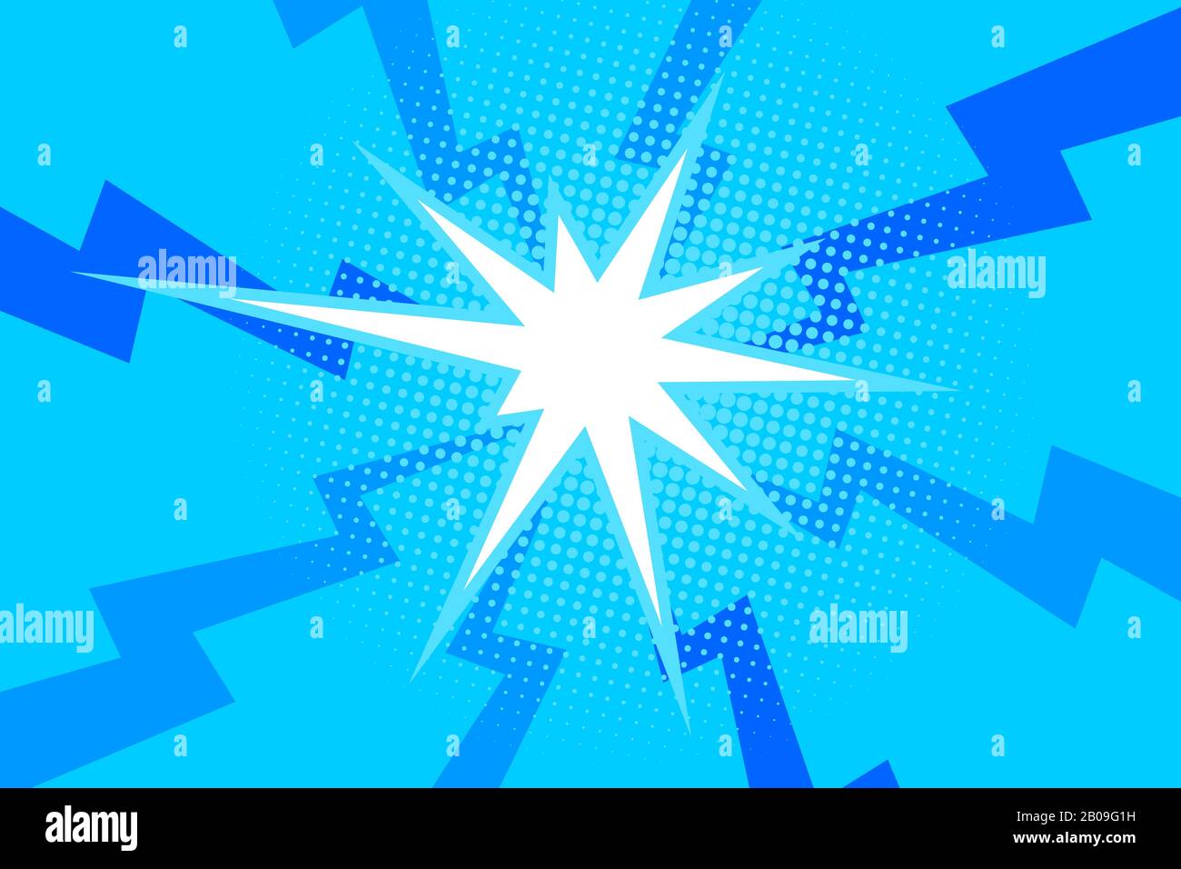 Comic blue sunbeam background retro pop art style cartoon Stock Vector ...