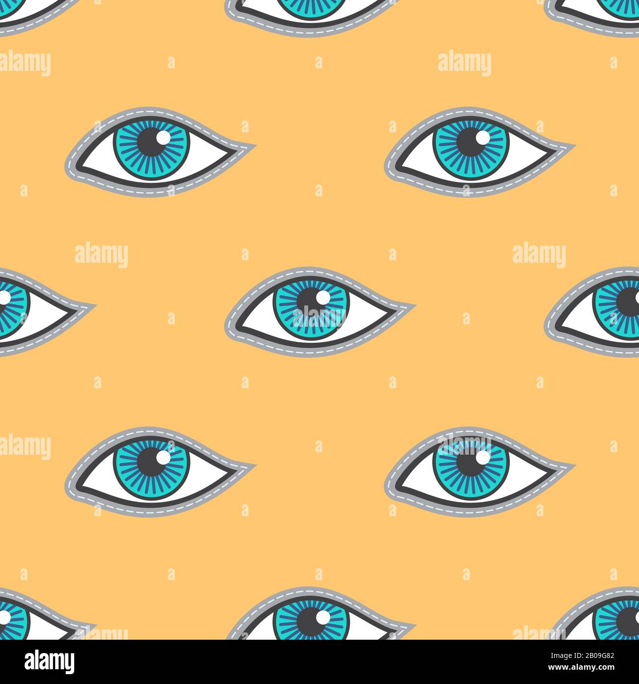 Blue eyes patch vector seamless pattern. Fashion human eyes ...