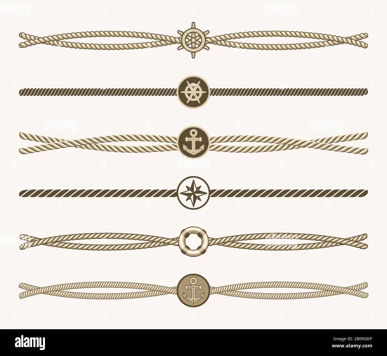 Nautical vintage rope vector dividers. Design of border frame ...