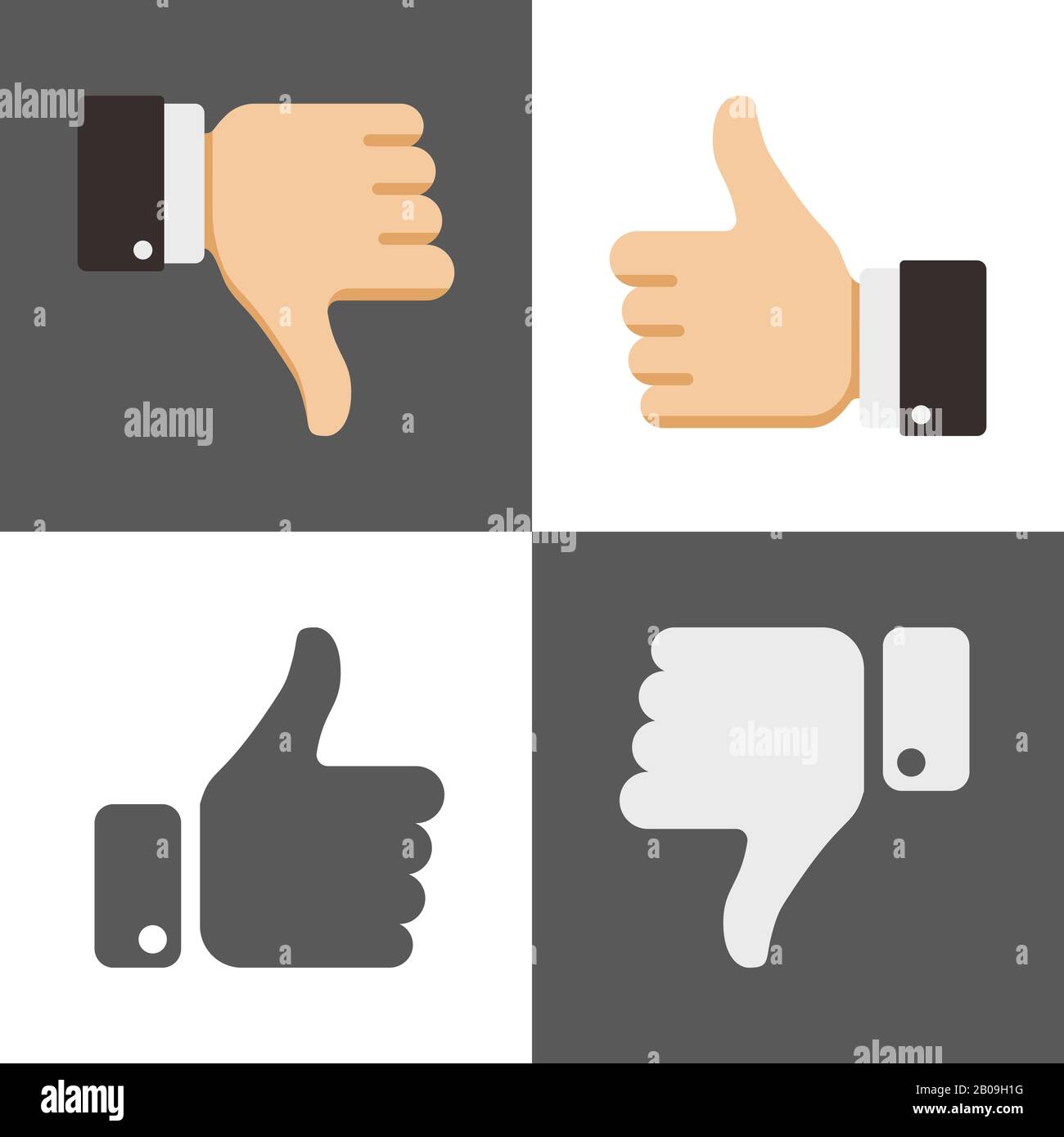 Thumbs up and down, like and dislike icons for social network. Gesture ...