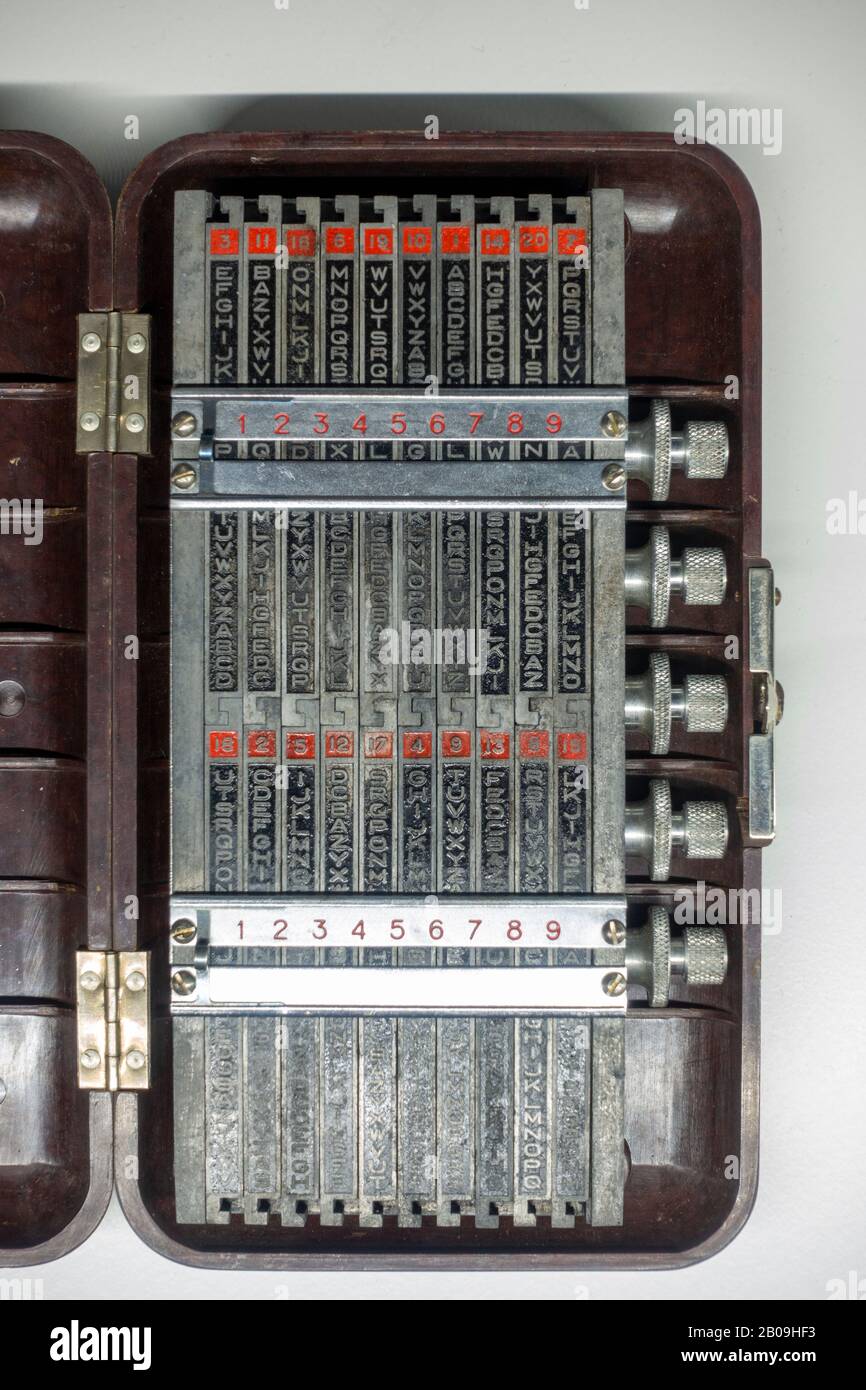 A Reihenschieber ("row slider") hand cipher system (1930) in the Museum ...
