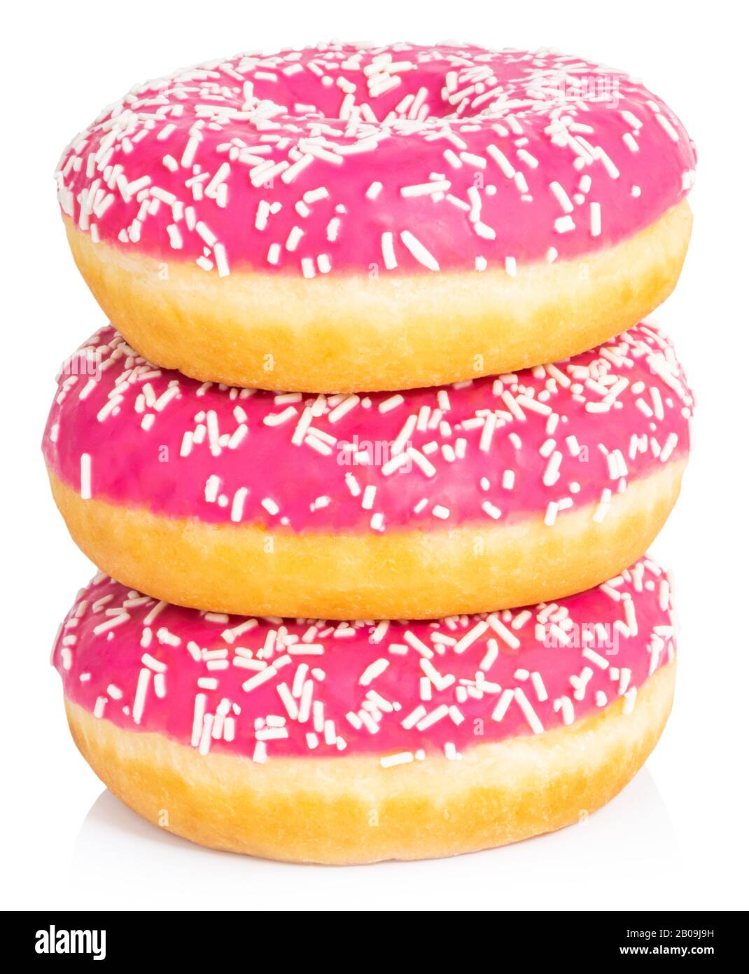 Pink donut with colorful sprinkles isolated on white background Stock ...