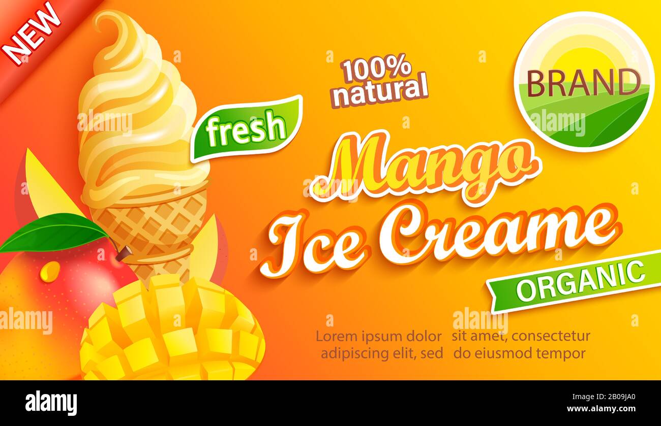 Mango Ice cream label, emblem, sticker Stock Vector Image & Art - Alamy