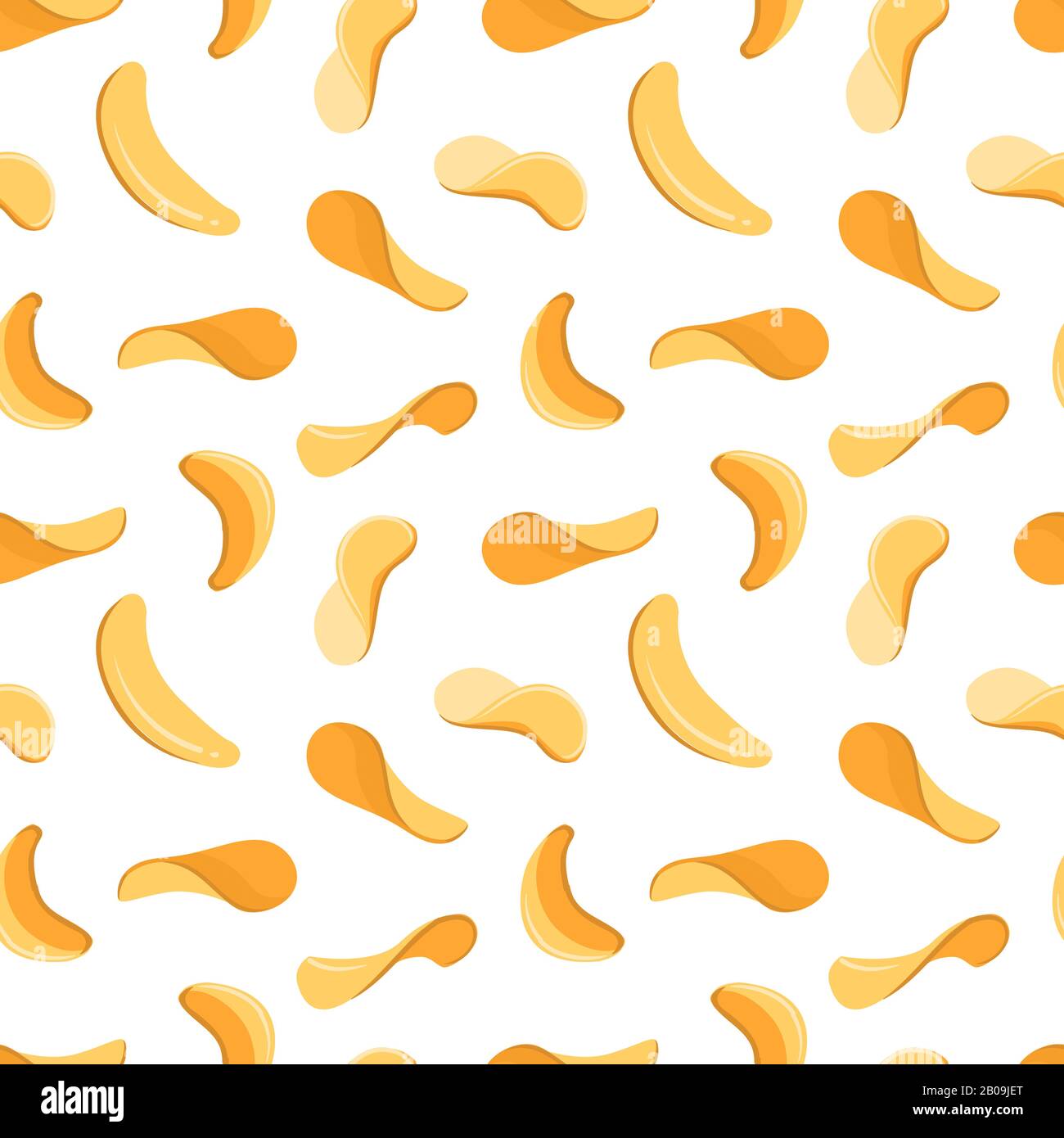 Salty crispy potato chips snacks vector seamless background. Vintage ...