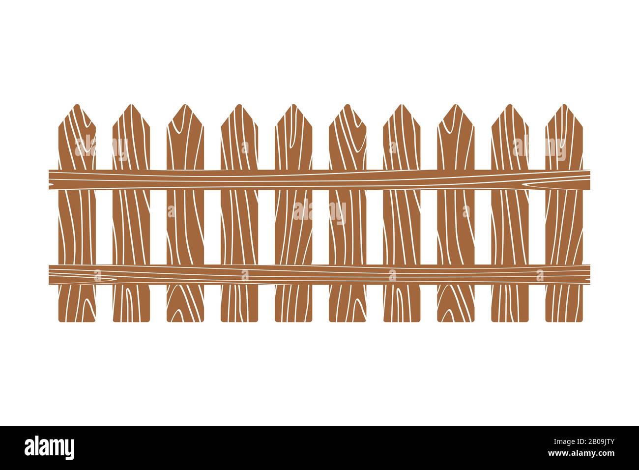 Rural wooden fence vector illustration white. Wood fence isolated on ...