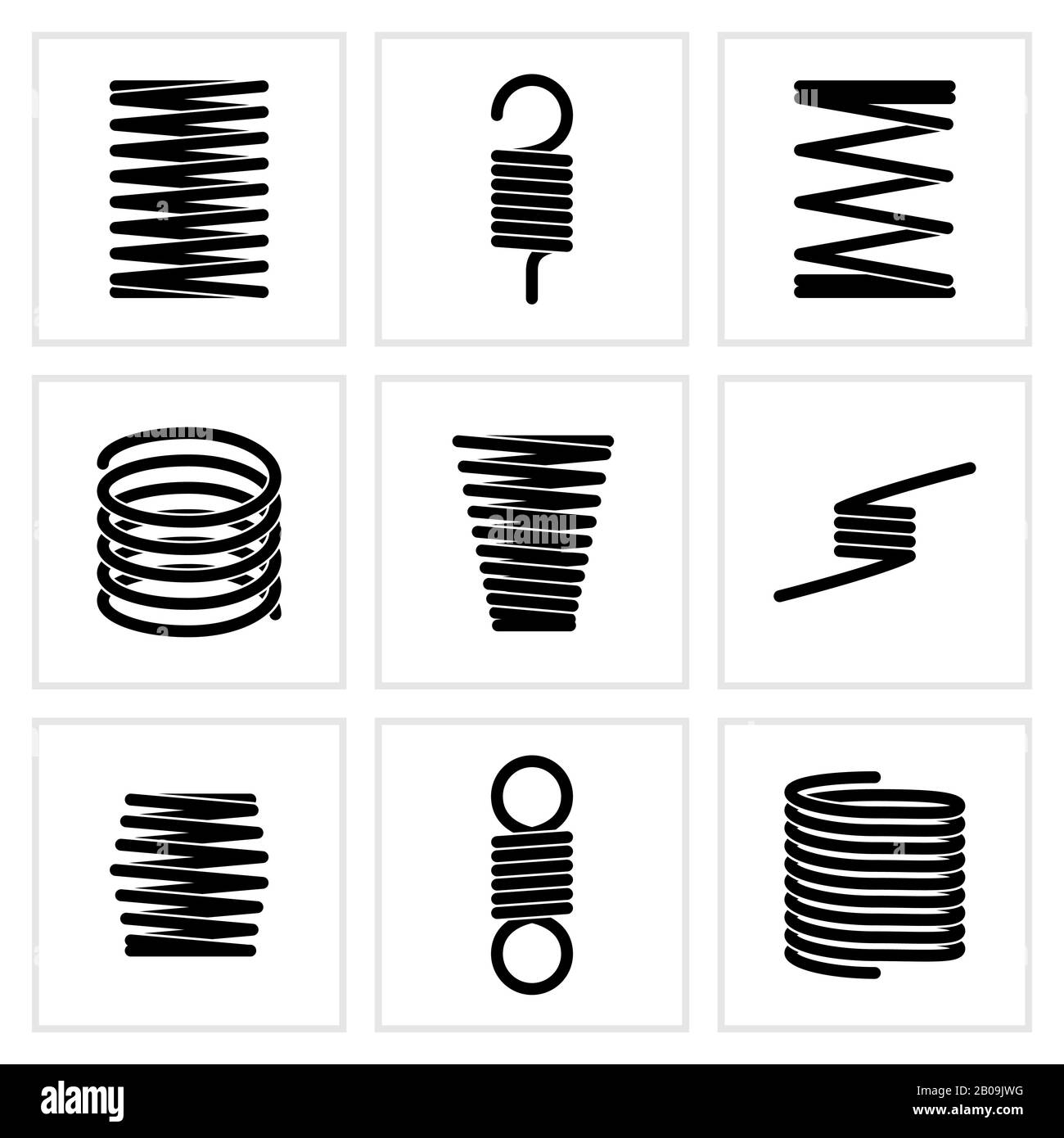 Steel wire flexible spiral coils spring vector icons. Flexible spring ...