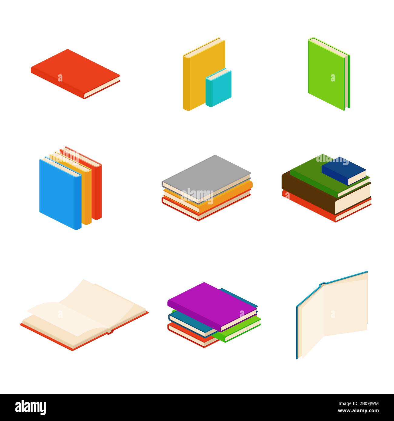 Isometric books, encyclopedia, dictionary, novel, document vector ...