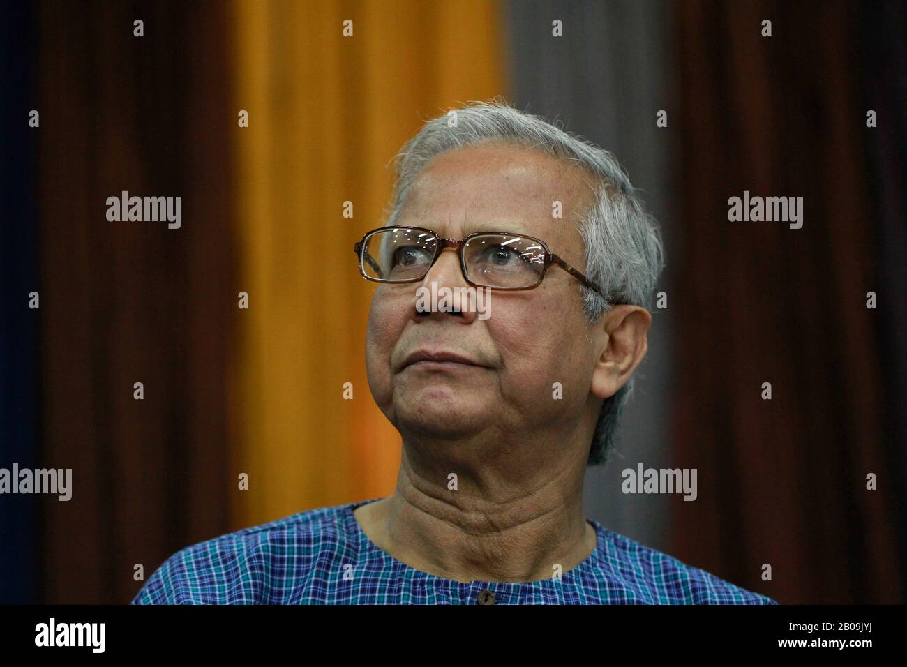 A portrait of Nobel laureate Professor Muhammad Yunus at the Grameen ...