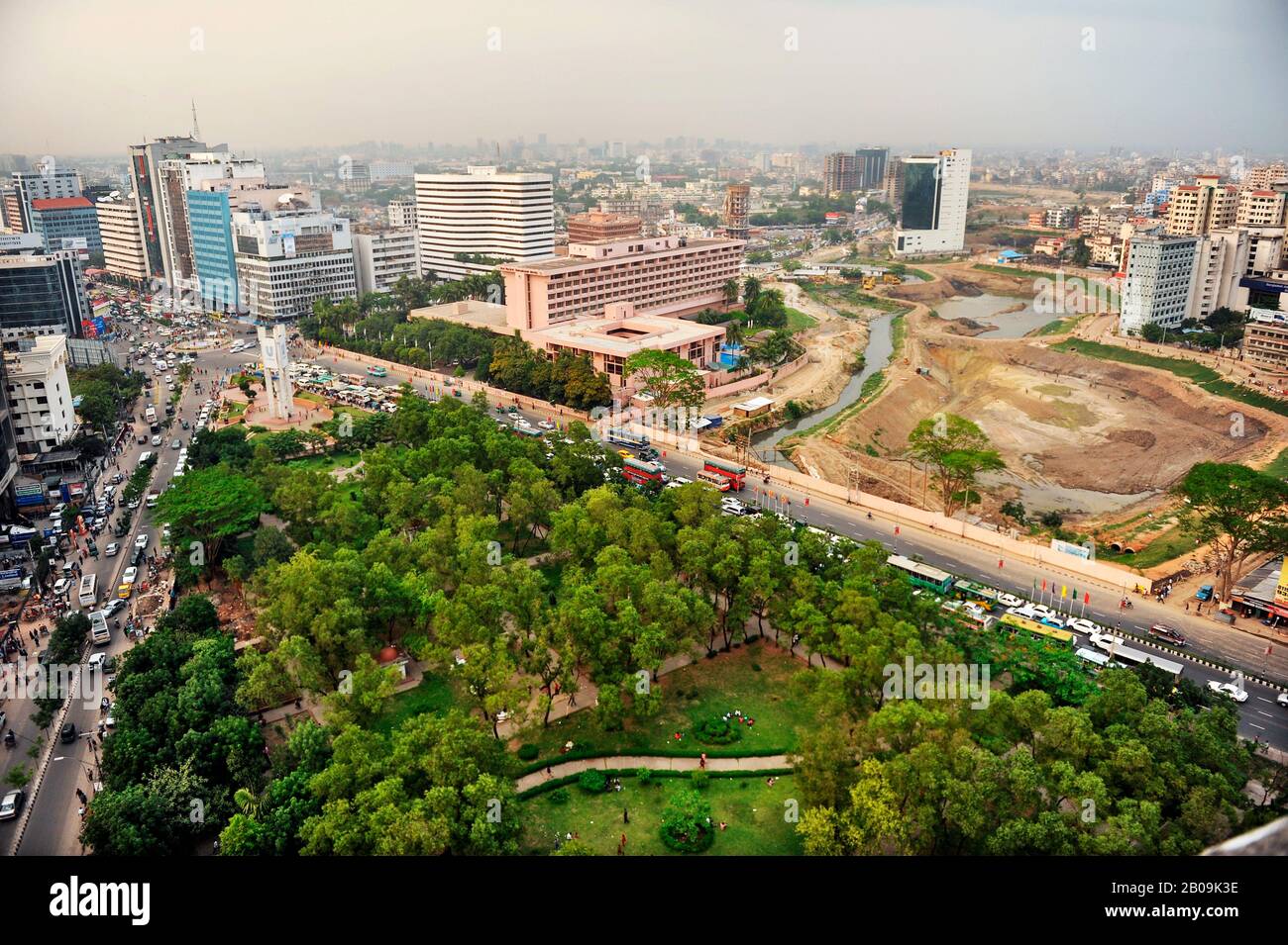 An aerial view of the Panthakunja Park in Karwan Bazaar area of Dhaka ...