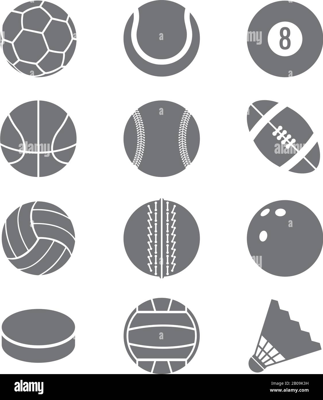 Sports balls black and white vector art Cut Out Stock Images & Pictures ...