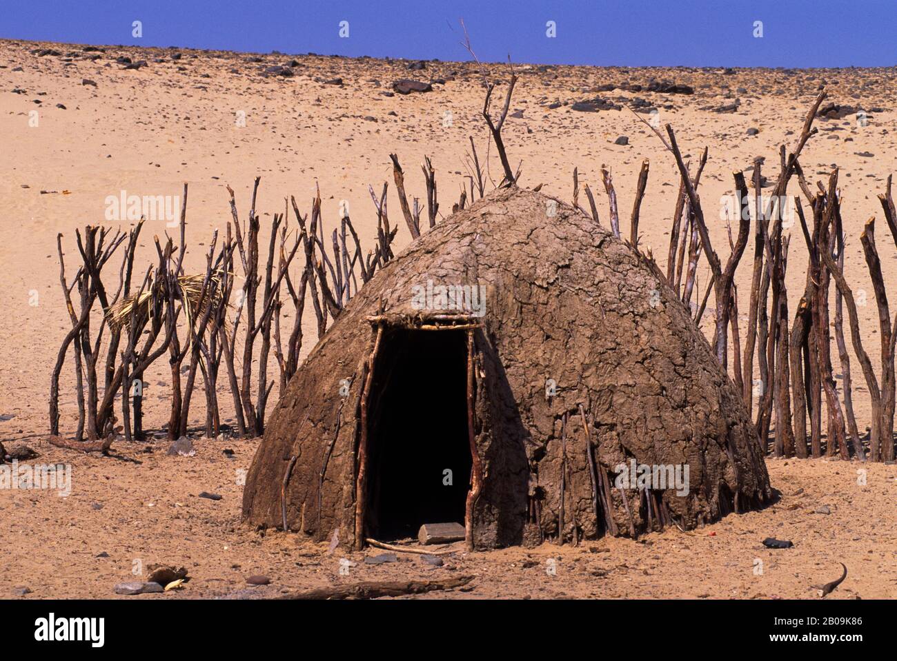 NAMIBIA, SKELETON COAST NATIONAL PARK, HUAB VALLEY, HUT OF HIMBA PEOPLE ...