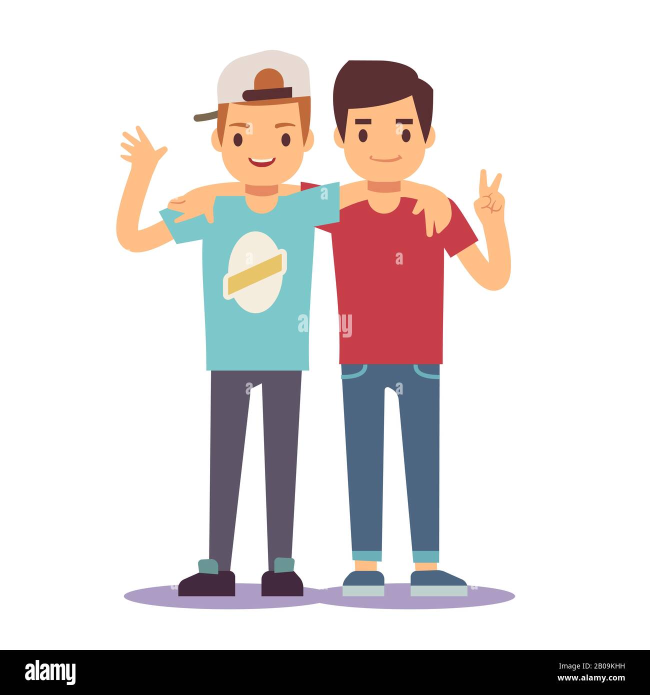 Adult guys, men, two best friends. Friendship vector concept. Happy ...