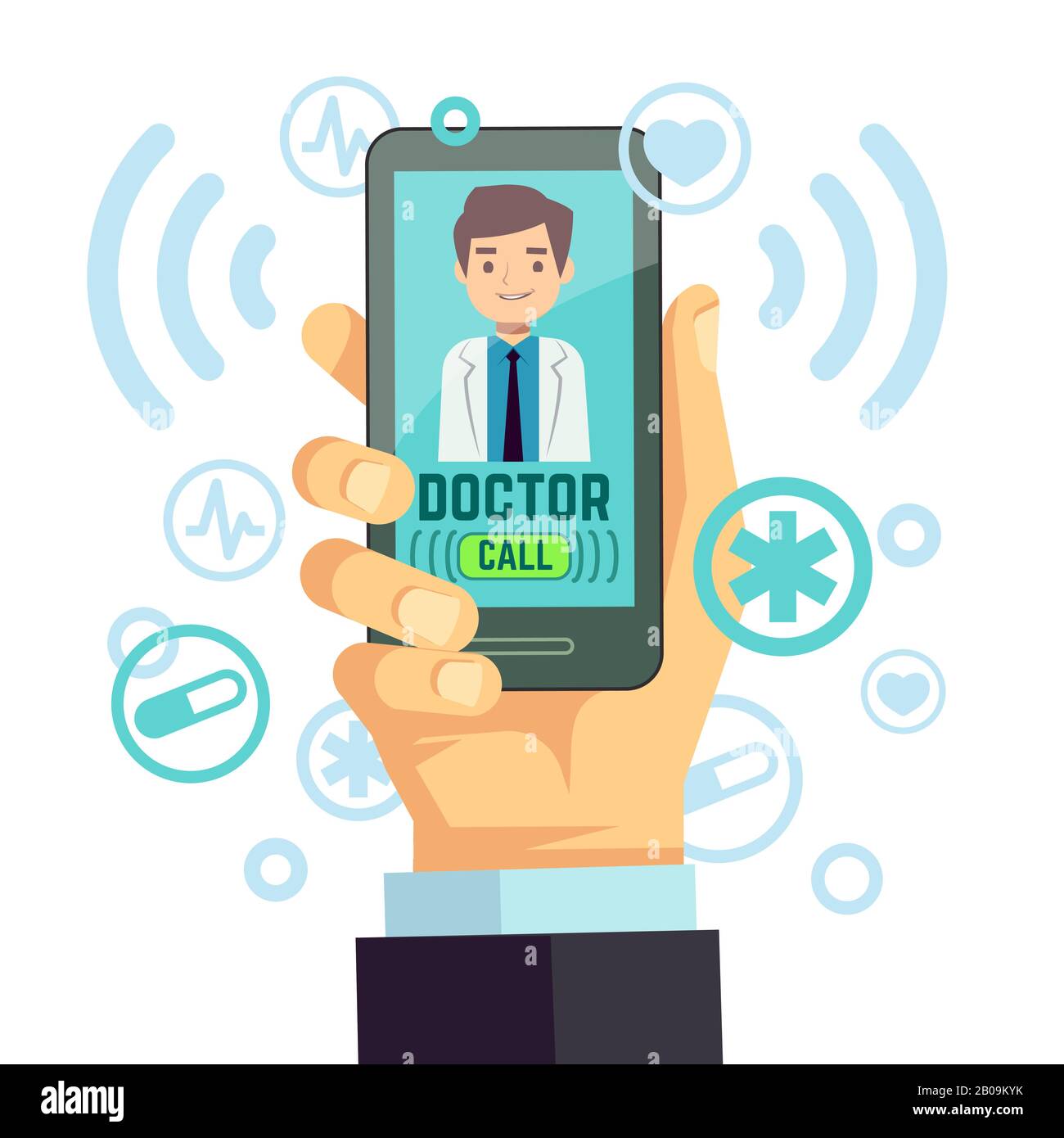 Mobile doctor, personalized medicine consultant on smartphone screen ...