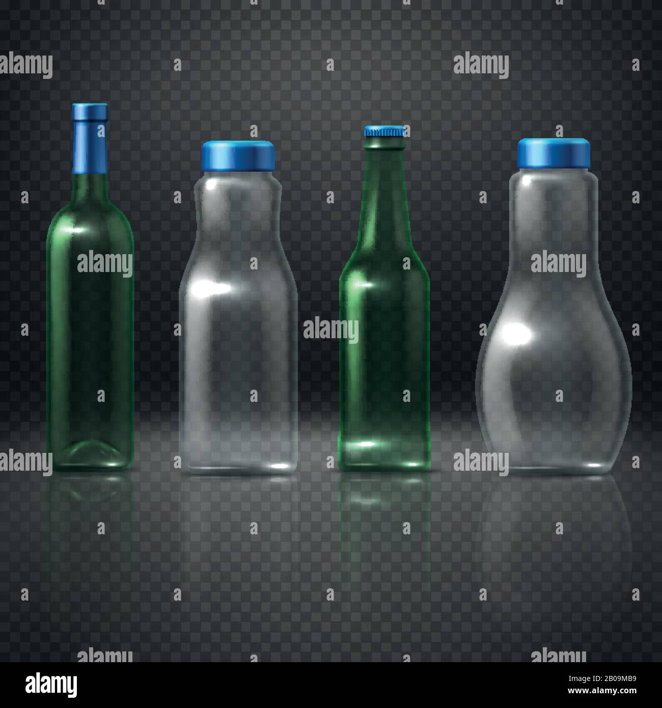 Empty glass vector bottles for alcoholic and nonalcoholic beverages ...