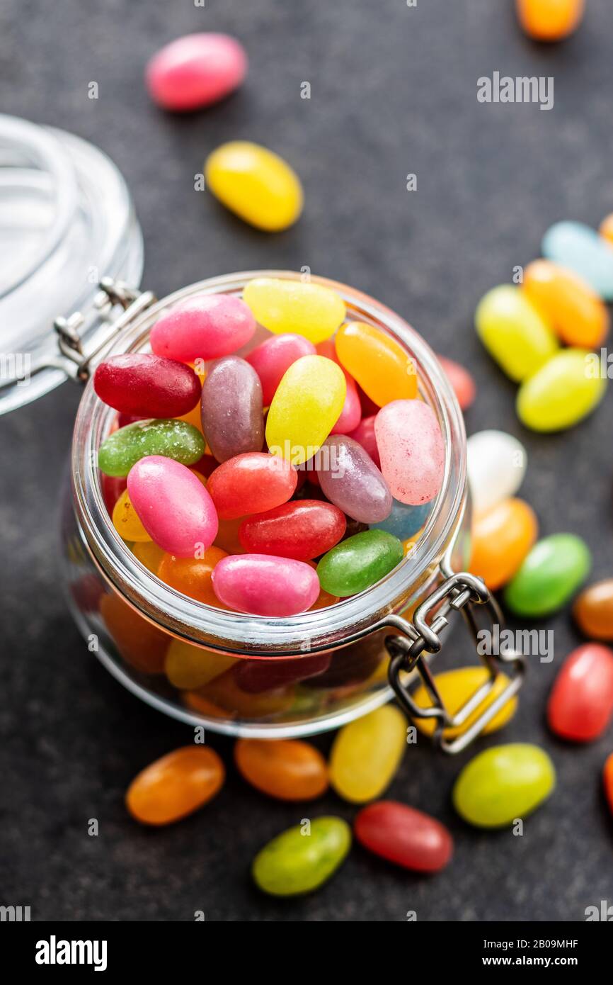 Jelly beans in glass jar hi-res stock photography and images - Alamy