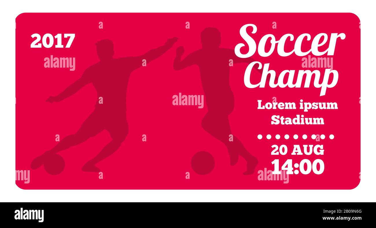 Red horizontal football, soccer vector poster. Template of spot banner ...