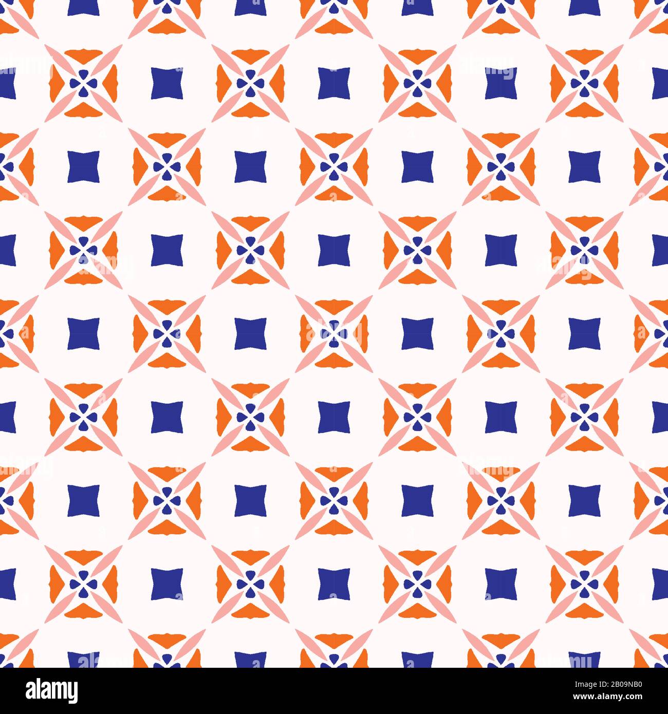 Bold Summer Mosaic Classic Blue Red on White Background. Modern Mariner ...