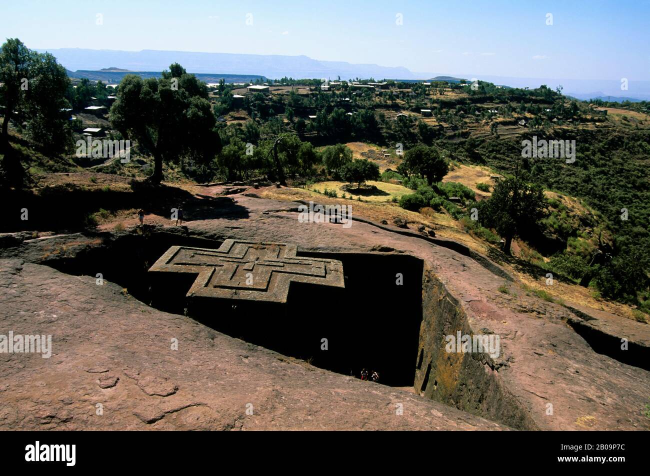 ETHIOPIA, LALIBELA, UNESCO WORLD HERITAGE SITE, CHURCH CARVED INTO ROCK ...