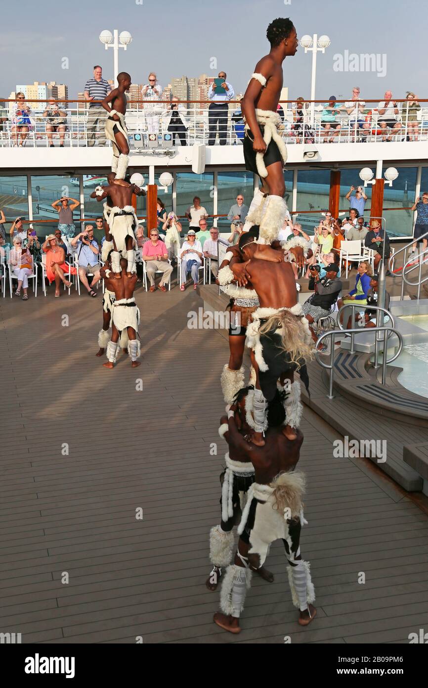 Kangaroo Zulu Dancers perform for passengers on Azamara Quest cruise ...
